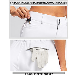 Viodia Women's Golf Pants with Zipper Pockets 7/8 Stretch Ankle Pants for Women Travel Casual Work White