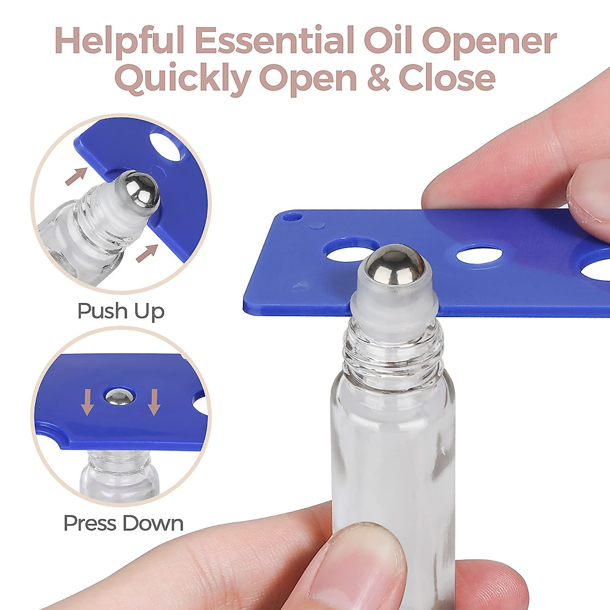 ComSaf Glass Essential Oil Roller Bottles, Set of 24, 10 ML Clear Glass Bottles with Stainless Steel Roller Balls, Leakproof Essential Oil Container Kits with Labels, Dropper, for Facial Body Care