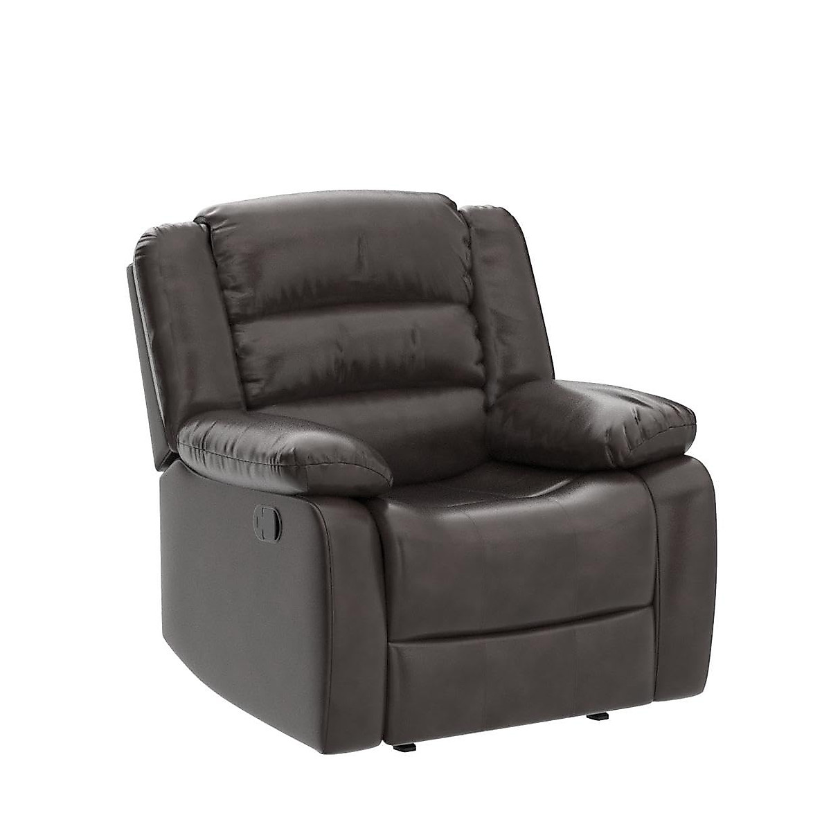 ANJ Manual Recliner Chair, Breathable Faux Leather Reclining Chairs with Overstuffed Arm and Back, Living Room Single Sofa Recliners (Dark Brown)