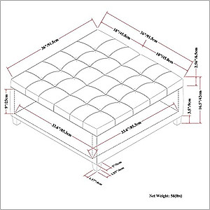 Atlin Designs 36" Square Coffee Table, Lift Top Storage Ottoman for Living Room, Footrest Stool in Upholstered Tufted Linen Fabric in Fawn Brown