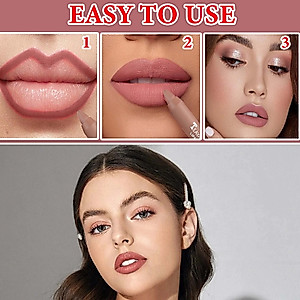 BKPPLZP 3 Pcs Matte Nude Lipstick Set,Lip Crayon Lipstick for Women Velvet Smooth Lip Gloss Stain Non-Stick Cup Lip Stick,Moisturing Long Lasting Waterproof Lipstick Lip Makeup(Set B)