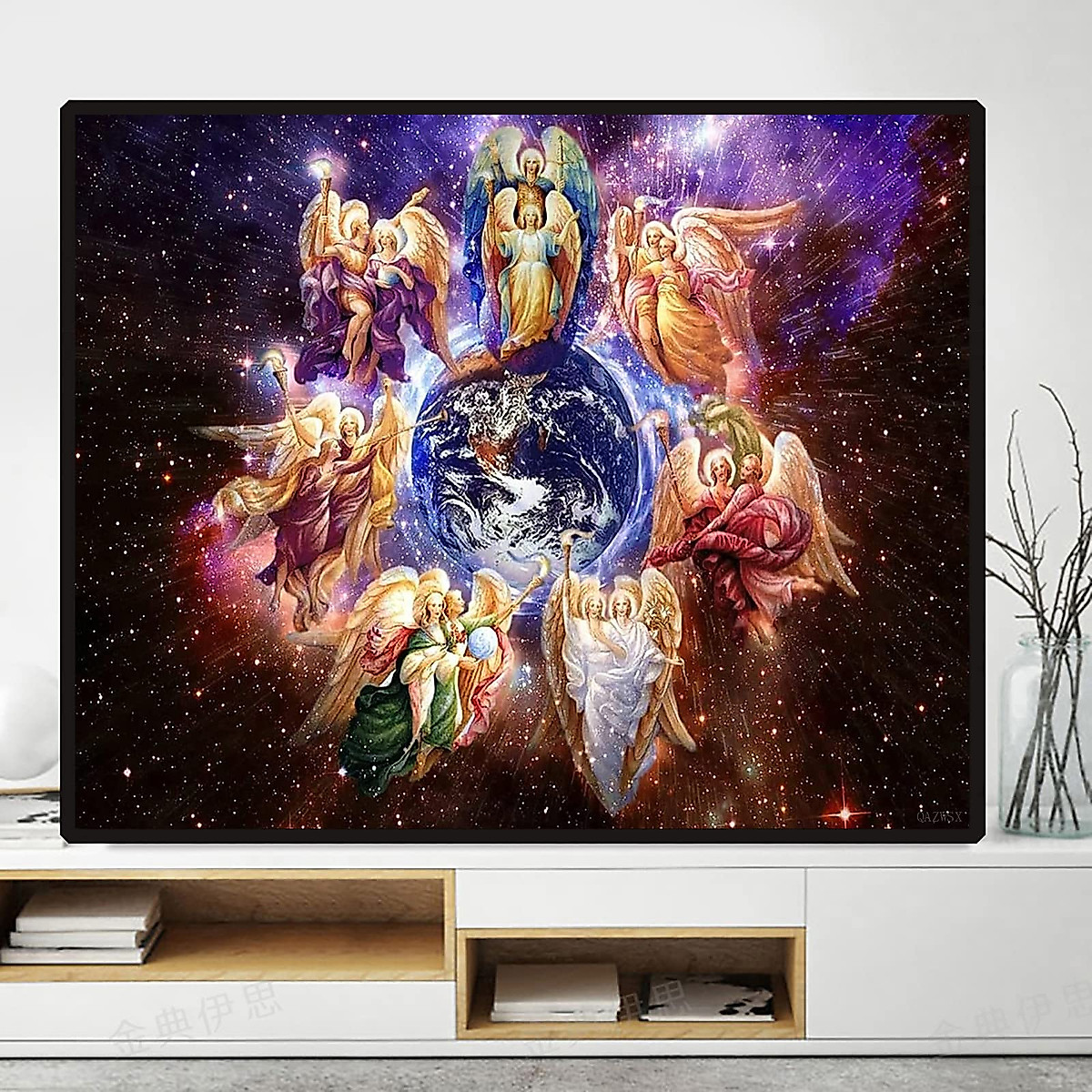 Gods Earth Picture Diamond Painting, Jesus Christ Angels Religion Art Paint by Number Kits DIY Round Full Drill Rhinestone Embroidery for Home Wall Decor Christmas Valentine's Day Gift 12x16 Inch