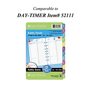2021 Daily & Monthly Planner Refill by AT-A-GLANCE, 52111 DAY-TIMER, 5-1/2" x 8-1/2", Size 4, Kathy Davis (KD81-125-21)