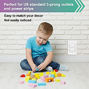 Outlet Covers (28 Pack) Self-Closing Child Proof Socket Covers 3-Prong Swivel Outlet Plug Covers Upgraded Adhesive Installation Comes with Extra Sticker Electrical Outlet Protectors for Baby