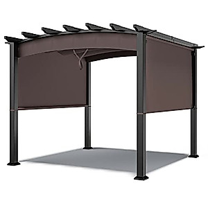 ADUH Patiojoy 10 X 10ft Patio Pergola Gazebo Sun Shade Shelter W/Retractable Canopy
