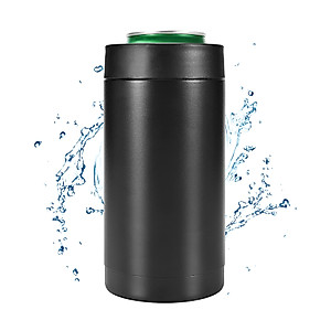 Olerd 16oz Double wall Stainless Steel Insulated Can Cooler, Bottle or Tumbler for Slim Beer & Hard Seltzer Cans, Beer Bottle Holder (BLACK)