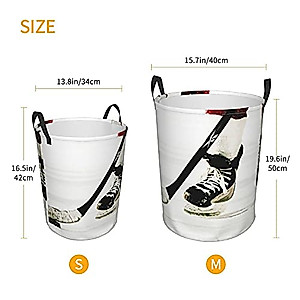 Laundry Hamper Round, Large Canvas Fabric Lightweight Storage Basket Toy Organizer Ice Hockey Pattern Dirty Clothes Collapsible Waterproof Dirty Clothes Hamper For Bedroom