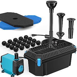 Antfraer Pond Filter with Pump Kits, Pond Filters for Outdoor Ponds Built In 660GPH Pond Pump, Pond Filter Box Suitable for Garden, Fountain, Pond, Animal Sink, Waterfall, Aquarium-Corded Electric