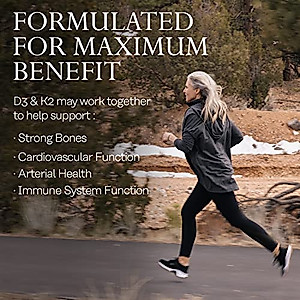 SOLARAY Vitamin D-3 + K-2, Calcium Absorption, Bone Strength, Cardiovascular & Immune Function Support, 60 VegCaps