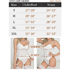 Women's Sexy Lingerie Set with Garter Belt Lace Bodysuit Teddy Baby Dolls Panty with Stockings