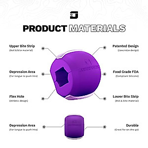 Jawzrsize Jaw, Face, and Neck Exerciser - Define Your Jawline, Slim and Tone Your Face, Look Younger and Healthier - Helps Reduce Stress and Cravings - Facial Exerciser (Advanced - Large, Purple)