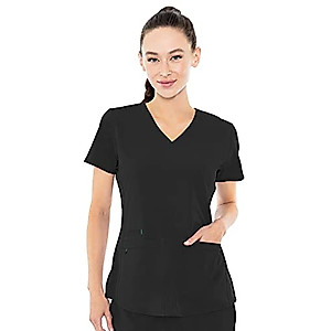 Med Couture Women's 'Energy Collection' Racerback Shirtail Serena Scrub Top, Black, Small