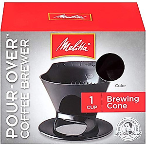 Melitta Filter Coffee Maker, Single Cup Pour-Over Brewer, Black, 1 Count