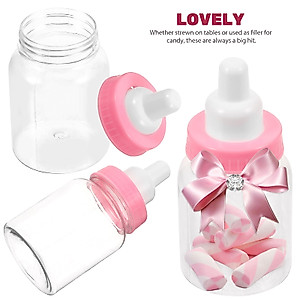 FOMIYES 12pcs Baby Bottles Mini Plastic Milk Bottle Adorable Baby Party Favors for Baby Shower Parties Games Decoration Pink