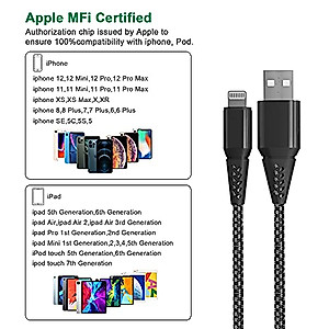 iPhone Charger Cord 20FT/6M [Apple MFi Certified] Lightning Cable Extra Long iPhone Charging Cord Nylon Braided Fast Apple Charger Cable 2.4A for iPhone 12 11 Pro X XS Max XR/8 Plus/7 Plus/6/6s Plus