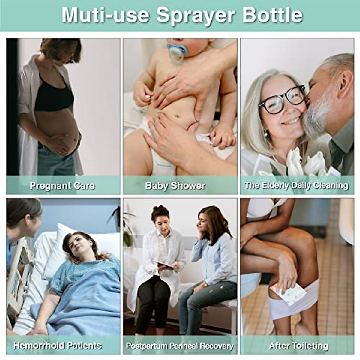 TopQuaFocus 12oz Perineal Bottle for Postpartum Care Portable Travel Peri Sprayer Bidet Postpartum Recovery Essentials After Birth Cleaning for Mom Baby Personal Hygiene Care Hemorrhoid Treatment