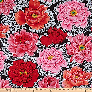 Kaffe Fassett Collective 2021 Brocade Peony Crimson, Fabric by the Yard