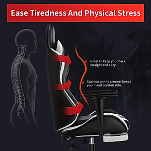 shuanghu Gaming Chair Office Chair Ergonomic Computer Chair with Reclining Chair with Headrest and Lumbar Support Video Game Chair for Adults Teens Desk Chair(Footrest)