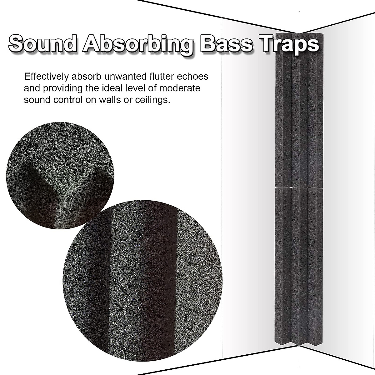 YDHTDLHC 16 Pack sound proof foam panels for walls Panels Studio Acoustic Foam 12"X12" X1" Sound-proof cotton, suitable for church, anchor room, singing room, home theater (Black Bass Traps)