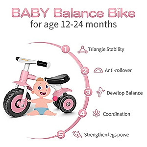 besrey Baby Balance Bike for 1 Year Old, Cute 3 Wheels Toddler Bikes for 12-24 Months, Baby Bicycle for Boy Girl Walker