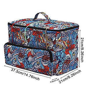 AZURAOKEY Knitting Bag Large Size, 600D Oxford Cloth Yarn Storage Bag Multifunctional Crochet Knitting Tote Bags for Thread Wool Yarn Crochet Hooks Needles Organizer