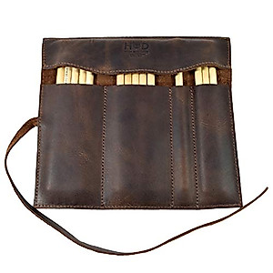 Hide & Drink, Leather Rollup Pen / Pencil Storage Case / Pouch Organizer Handmade Includes 101 Year Warranty :: Bourbon Brown