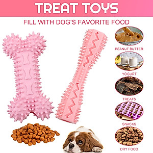 Fuyamp 5 Pack Puppy Chew Toys for Teething Puppies Soft Rubber Cute Pink Dog Toys Teeth Cleaning Teething Toy Soft Rubber Rope Dog Toys Funny Bone Ball Cleaning Teeth Dog for Small Medium Dogs