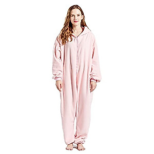 WAWRTOU Unisex Pink Onesie Pajamas Cartoon Cosplay Animal Onesie Christmas Costume Sleepwear Homewear- zipper Close