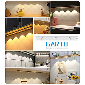 GARTO Silver Under Cabinet Light 2 Packs,23.62 inch Slim LED Motion Sensored Light,4 Beads USB Rechargeable Under Counter Lights for Kitchen Shelf Wardrobe Closet