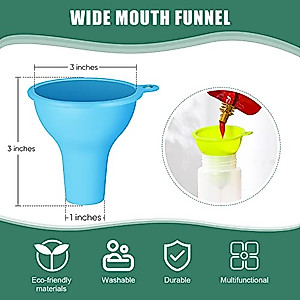 Silicone Funnels 4 Pieces Wide Mouth Funnel Flexible Condiment Funnel Sauce Funnel Canning Funnel Set for Home Restaurant Kitchen Squeeze Bottles Jars Cans, 3.2 x 1 Inch(Mixed Colors)