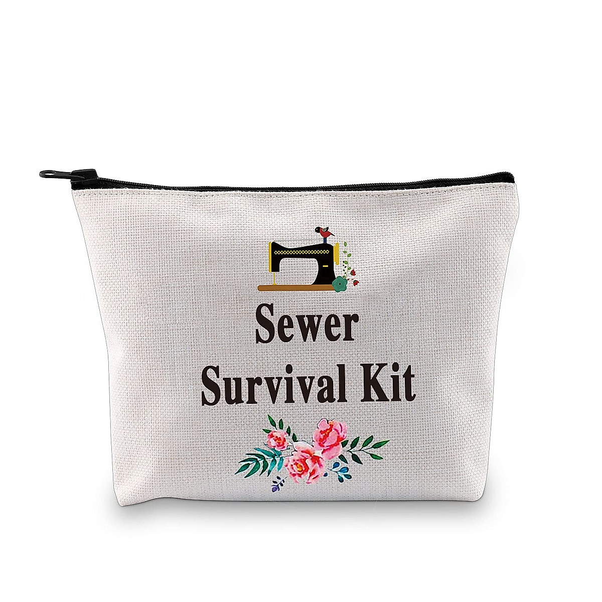 PXTIDY Sewer Survival Kit Sewing Machine Makeup Bag Seamstress Sewing Cosmetics Bag Gift For Quilter or a Woman that Sews Quilting Makeup Zipper Pouch (Sewer)