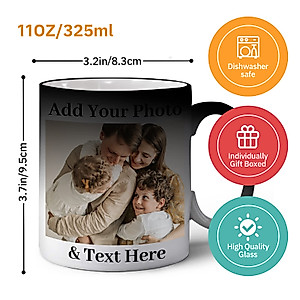 Baosity Personalized Magic Mug, Custom Color Changing Coffee Mug, Personalized cups w/Picture, Text, Name - Personalized Gifts for Mom, Dad, Family, BestFriend, Mothers Day, Party Favors Mug 11oz