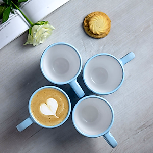 City to Cottage Handmade Light Sky Blue and White Polka Dot Ceramic 10oz/300ml Hot Chocolate, Coffee, Tea Mug, Cup with Large Handle, Unique Designer Pottery for Tea Lovers