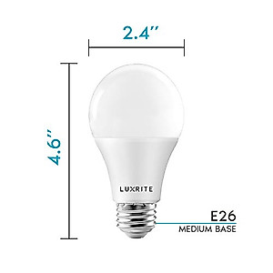 LUXRITE A19 LED Light Bulbs 100 Watt Equivalent Dimmable, 3500K Natural White, 1600 Lumens, Enclosed Fixture Rated, Standard LED Bulbs 15W, Energy Star, E26 Medium Base - Indoor and Outdoor (4 Pack)