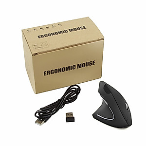 Left-Handed Mouse, Rechargeable 2.4G Wireless Ergonomic Vertical Mice with USB Receiver, 6 Buttons and 3 Adjustable DPI 800/1200/1600 for Laptop Computer PC Desktop (Left Hand)