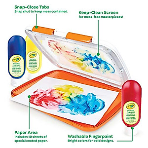 Crayola Washable Finger Paint Station, Less Mess Finger Paints for Toddlers, Kids Gift