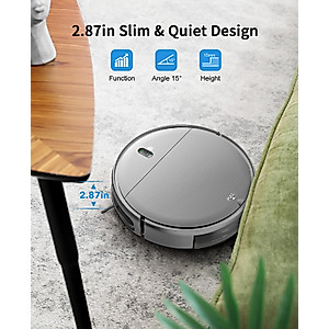 Robot Vacuum and Mop Combo, 2 in 1 Mopping Robot Vacuum Cleaner with Schedule, Wi-Fi/Voice/App, Strong Suction, Ease of Use, Self-Charging Robotic Vacuum, Slim, Ideal for Hard Floor, Pet Hair, Carpet