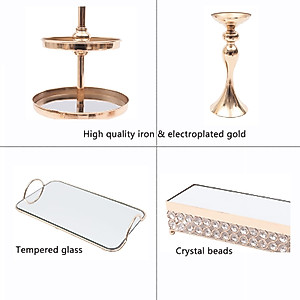 10 Piece Set Cake Stand Gold Cupcake Stand Round Gloss Shiny Metal Dessert Cupcake Stand for Birthday Party,Baby Shower,Anniversary, Afternoon Tea