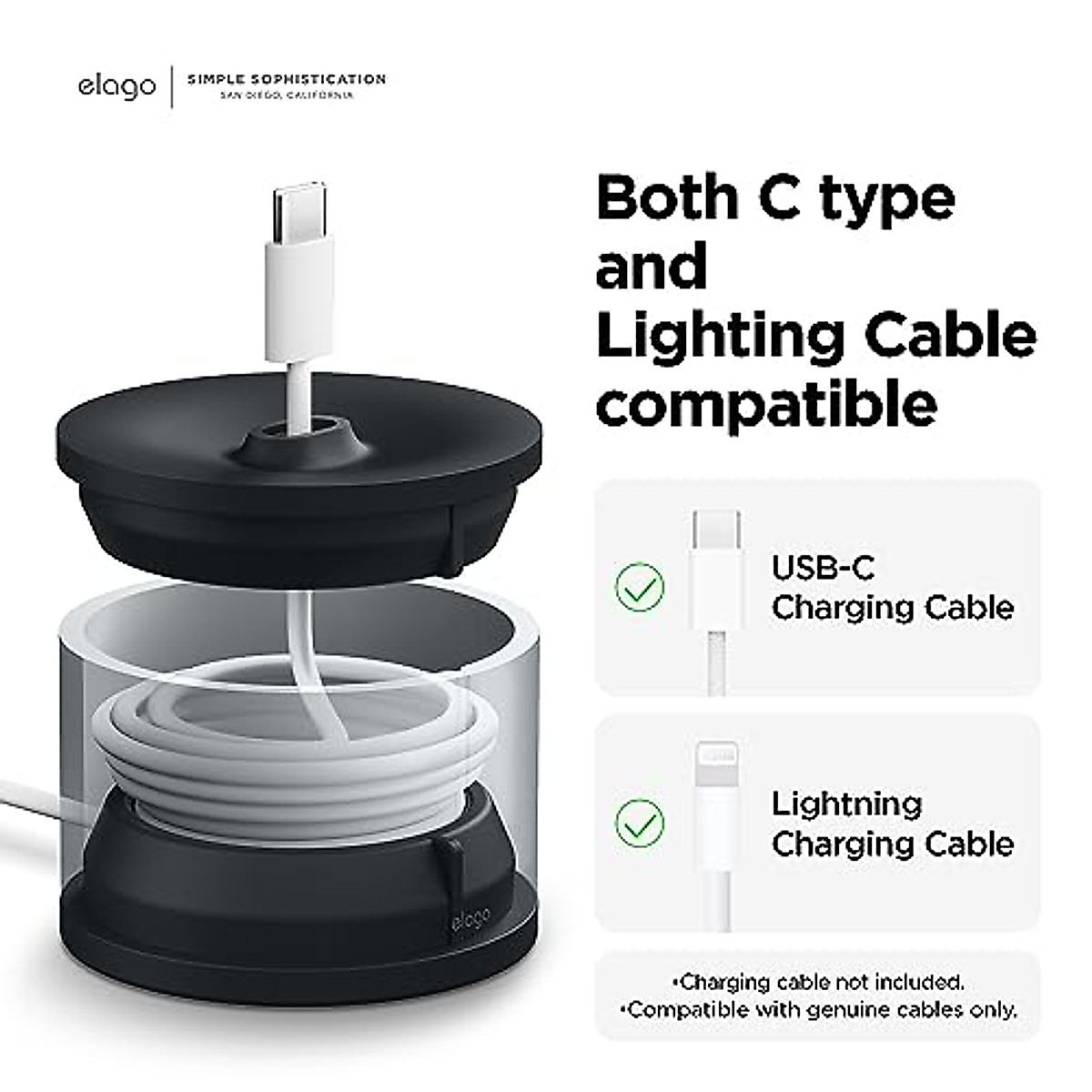 elago D Stand Charging Station Compatible with Apple Devices - Charging Dock Compatible with Apple TV Remote, Compatible with iPhone and More, Premium Aluminum, Cable Required (Black)