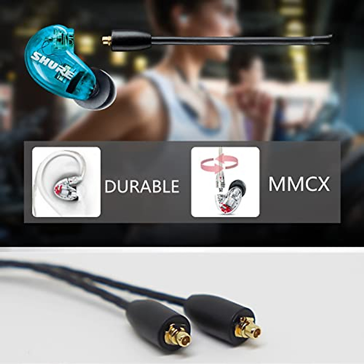 SE215 Upgrade Gold Plated Jack Cable Replacement Earbuds Exchange Cord Compatible with SHURE SE846 SE425 SE535 SE535LTD-J SE315; YINYOO PRO H5 HQ5 Better Earphones (Black)