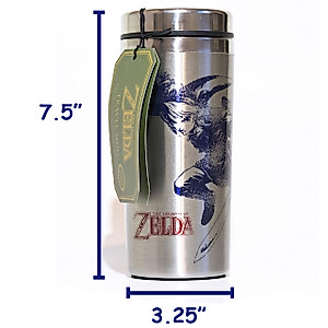 Paladone The Legend of Zelda Metal Tumbler, Double-Walled Stainless Steel Travel Mug, Gifts for Legend of Zelda Gamers
