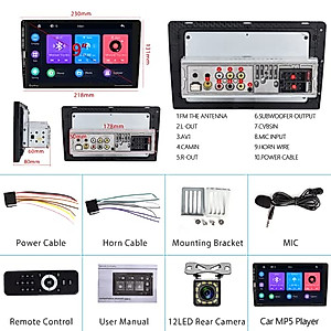 Single Din Car Stereo Apple Carplay Android Auto, Hodozzy 1 Din 9 Inch Touchscreen Bluetooth Car Radio Support iOS/Android Mirror Link, Backup Camera, DVR, USB, AUX, FM Radio Receivers Microphone