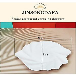 jinsongdafa Appetizer dinner Plates white Dessert Plates - Porcelain Modern Pasta Salad Plate Set of 4, Smooth Glaze, Scratch Resistant - Dishwasher, Microwave, Oven Safe 9.8 Inch