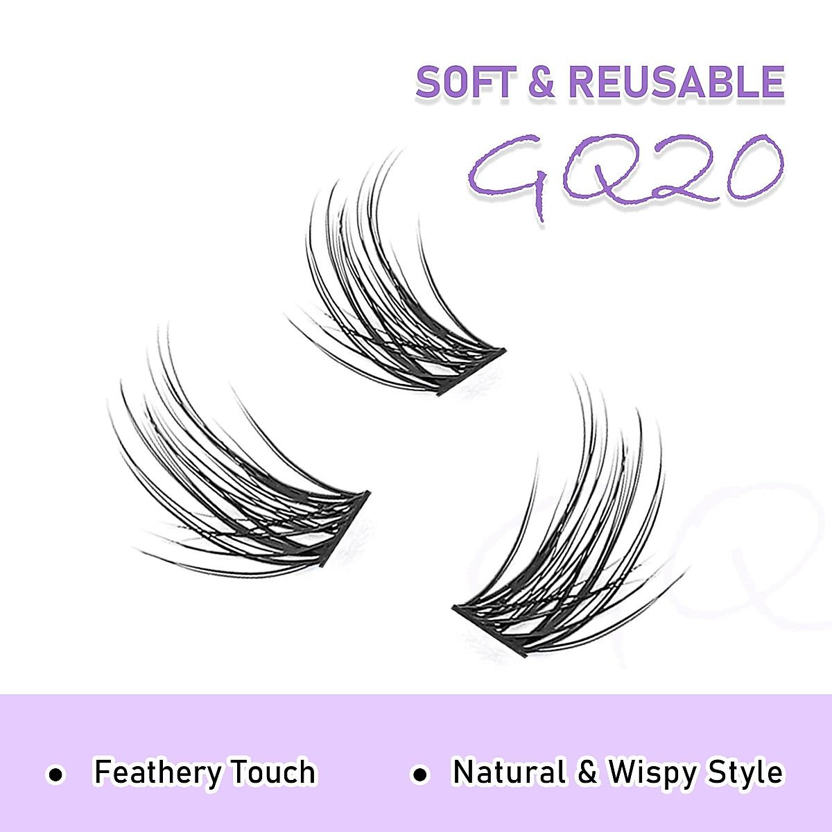 GAQQI Lash Clusters, GQ20 Individual Lashes 120pcs C Curl, DIY Lash Extension 10-20mm Mixed Length False Eyelash Clusters, Fluffy Natural Lash Wisps (GQ20,C Curl,10-20mm)
