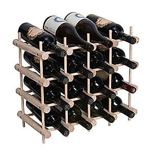 Wooden Stackable Storage Modular countertop Wine Rack Cabinet-Freestanding for Floor Wine Display Stand Holder (16bottle)
