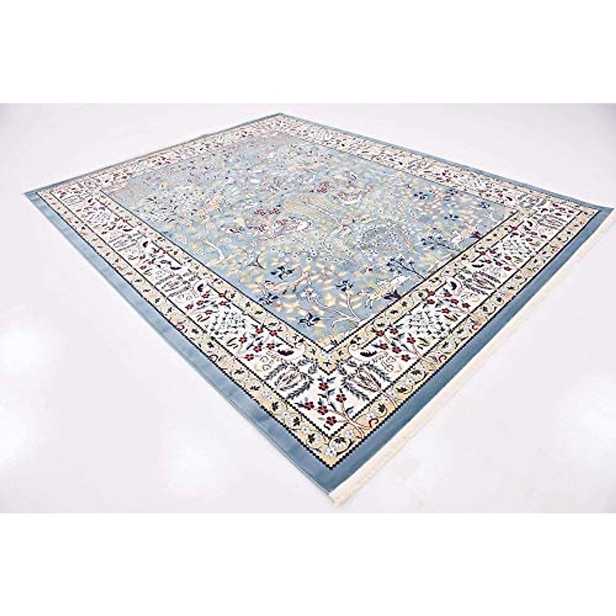 Unique Loom Narenj Collection Classic Traditional Textured Hunting Design Area Rug, 8 ft x 10 ft, Blue/Tan