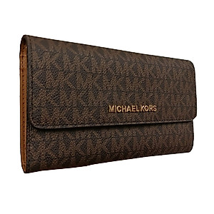 Michael Kors Jet Set Travel Large Trifold Leather Wallet (Brown 2018)