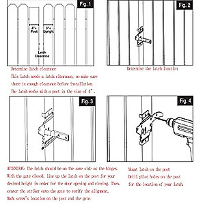NIDAYE Self-Locking Gate Latch - Post Mount Automatic Gravity Lever Wood Fence Gate Latches with Fasteners/Black Finish Steel Gate Latch to Secure Pool