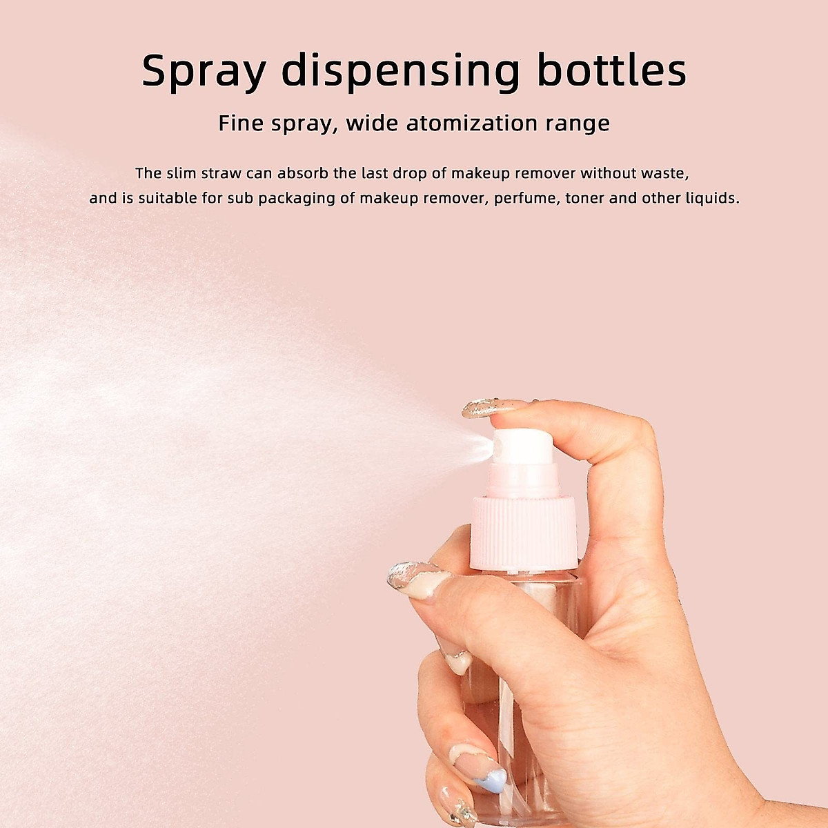 7 Piece Set 50ml Empty Plastic Travel Bottles Containers, Plastic Bottle Squeezed Transparent Sub Bottle Makeup Split Refillable Travel Size Bottles, Carry-On Set for Women/Men (Pink, One Size)