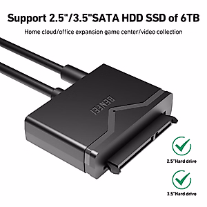 BENFEI SATA to USB 3.0 Cable, USB 3.0 to SATA III Hard Drive Adapter Compatible for 2.5 3.5 Inch HDD/SSD Hard Drive Disk with 12V/2A Power Adapter, Support UASP